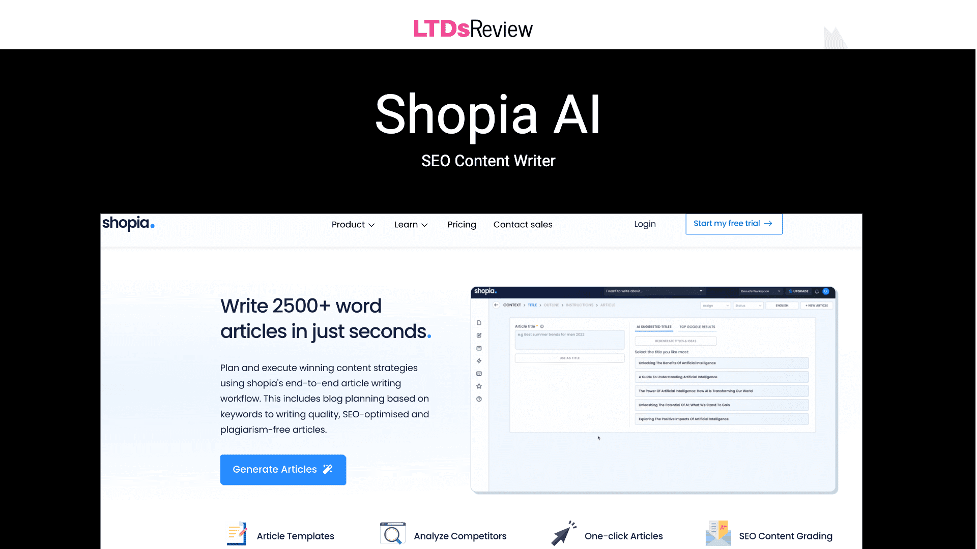 Shopia AI SEO Content Writer